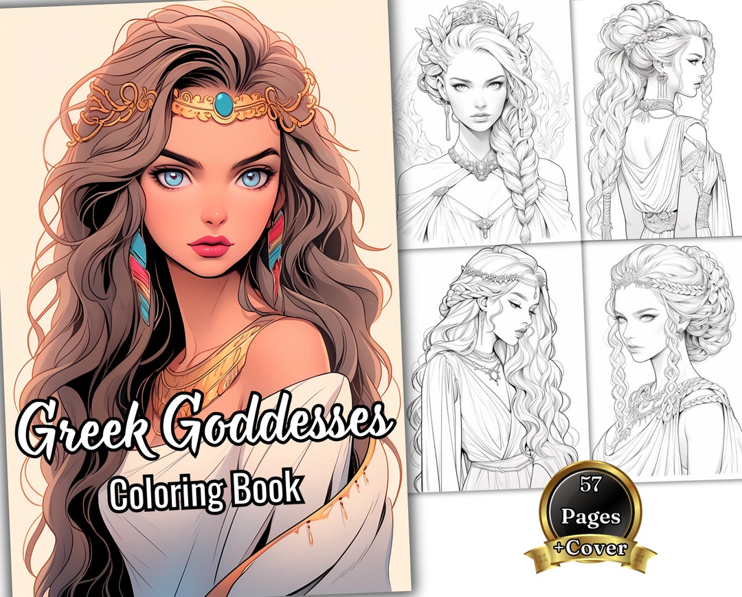 57 Greek Goddesses Coloring Book Pages for Adults and Kids, Women ...