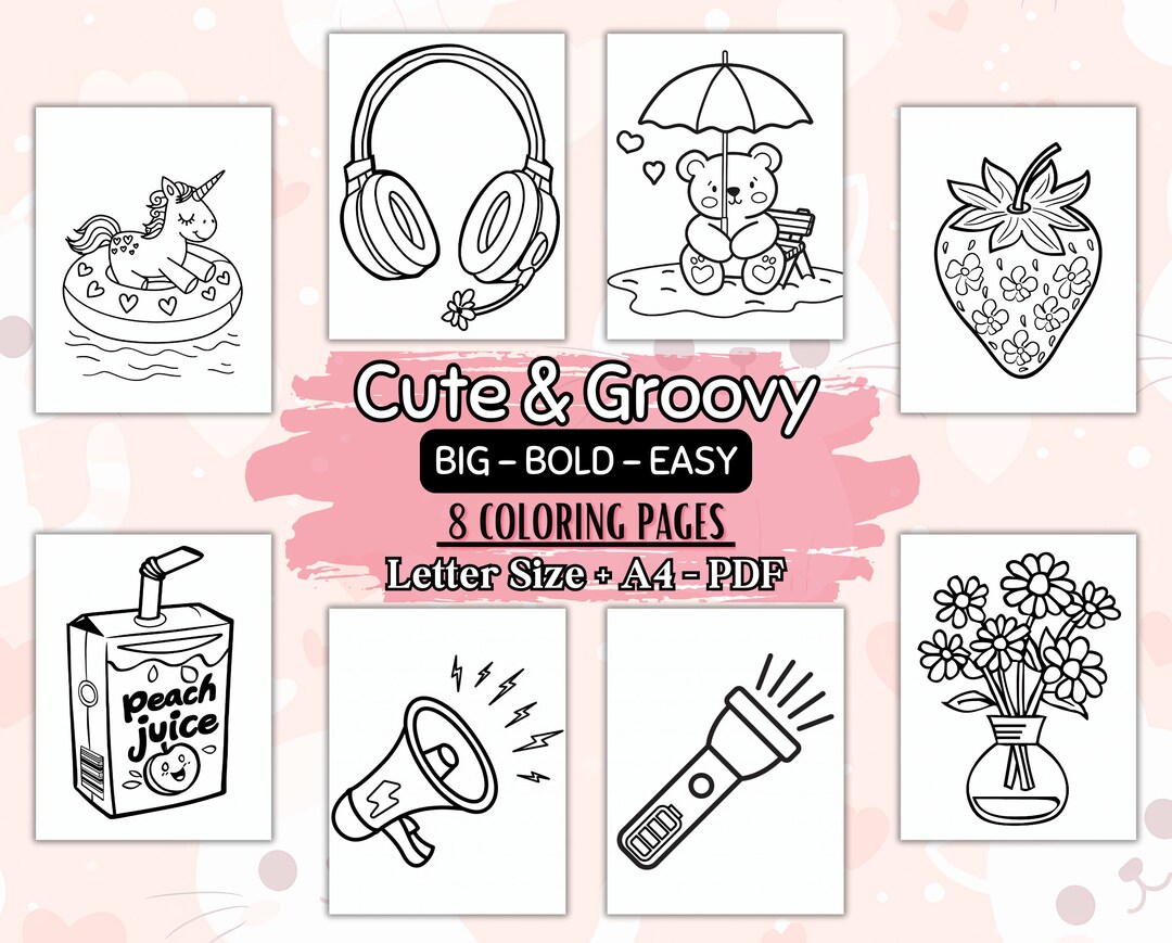 Cute & Groovy 8 Coloring Pages VOL 2: Lovely Things Coloring Book, Cute ...
