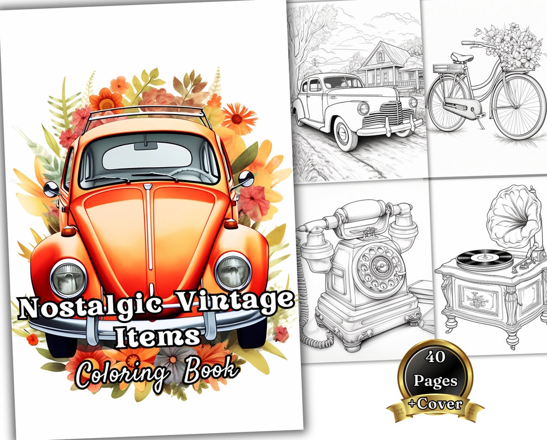 40 Nostalgic Vintage Blooming Objects Coloring Pages, Antique Floral ...