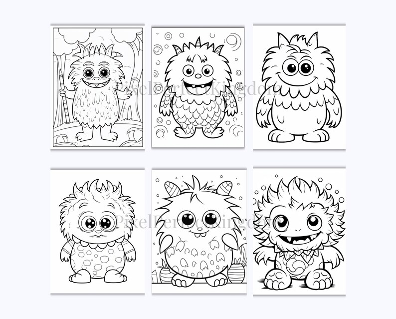 Happy Monsters Coloring Pages 50 Unique Happy Lovable - Etsy