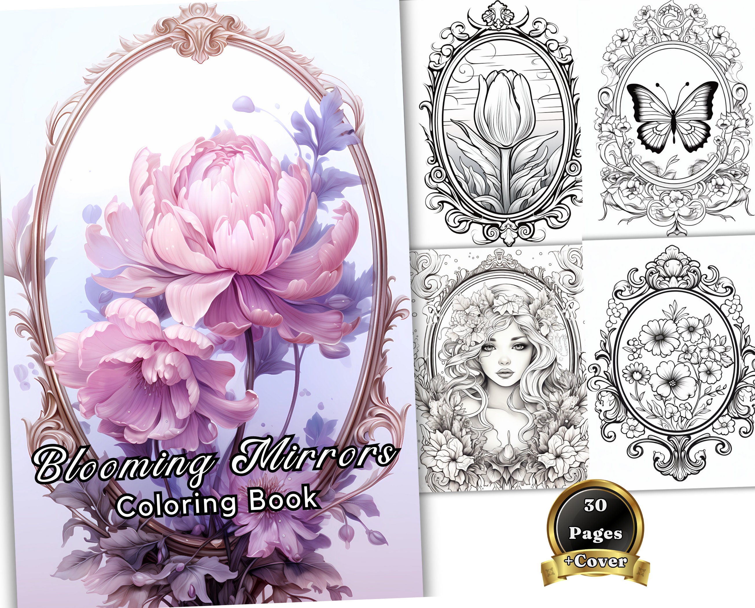 30 Blooming Mirrors Coloring Book Adults Kids Instant - Etsy