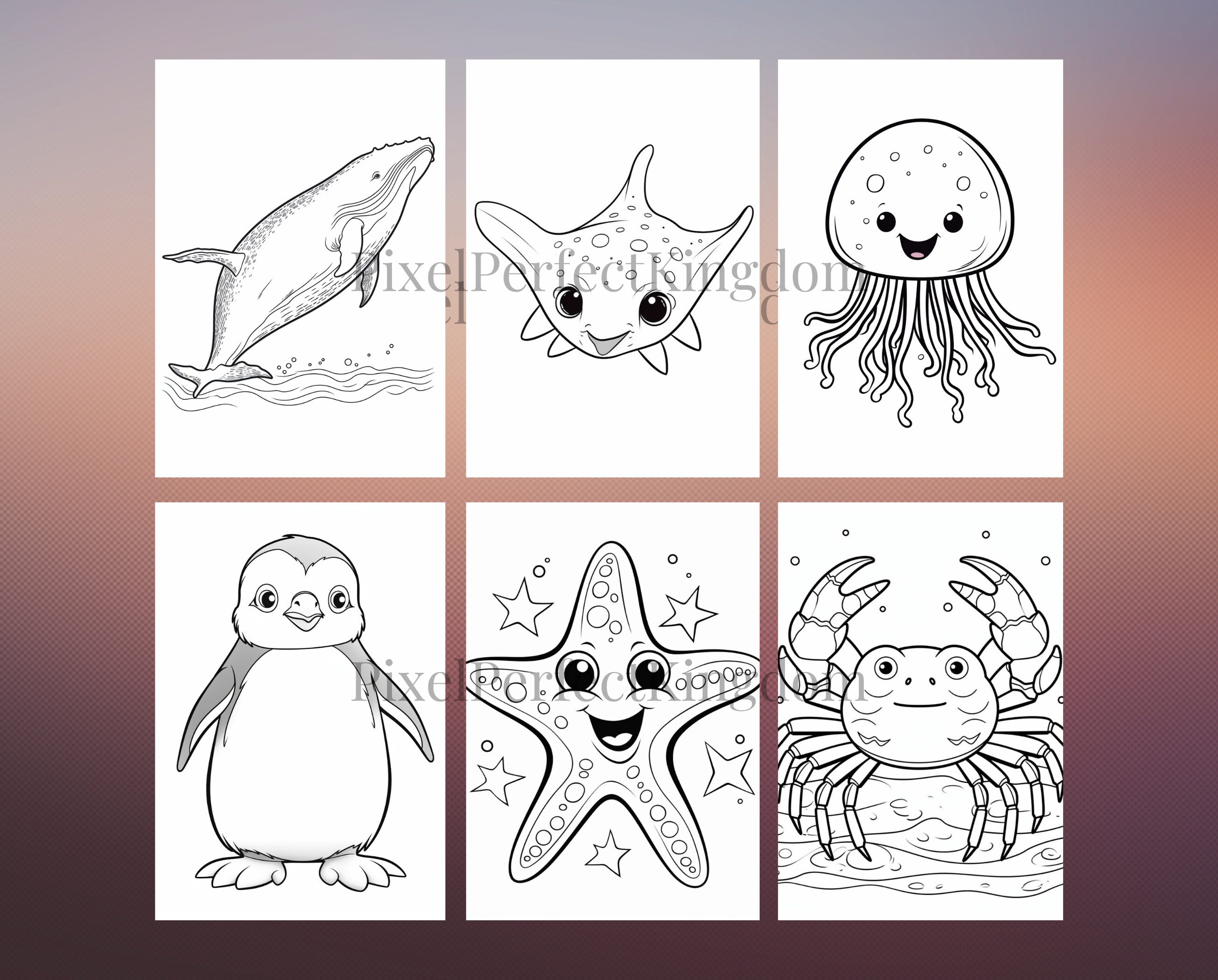 Sea Animal Coloring Book Pages Ocean Creature Coloring Book - Etsy