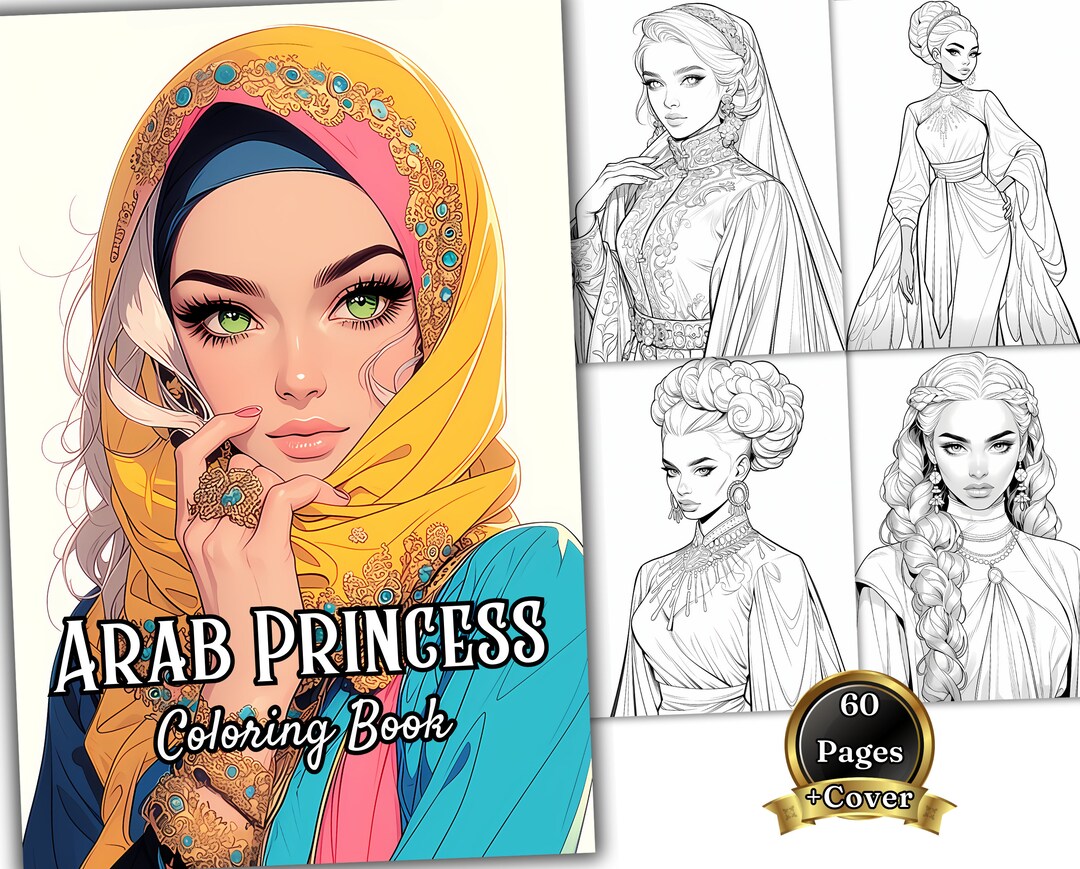 60 Arab Princess Coloring Pages, Girls Coloring Book for Adults and ...