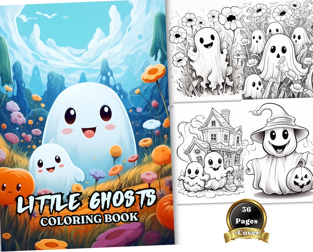 36 Little Ghosts Coloring Book Page, Adults Kids Instant Download ...