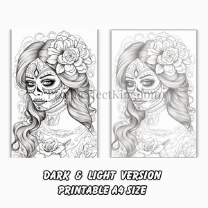 50 Day of the Dead Girls Coloring Book, Sugar Skull Girl Coloring Page ...