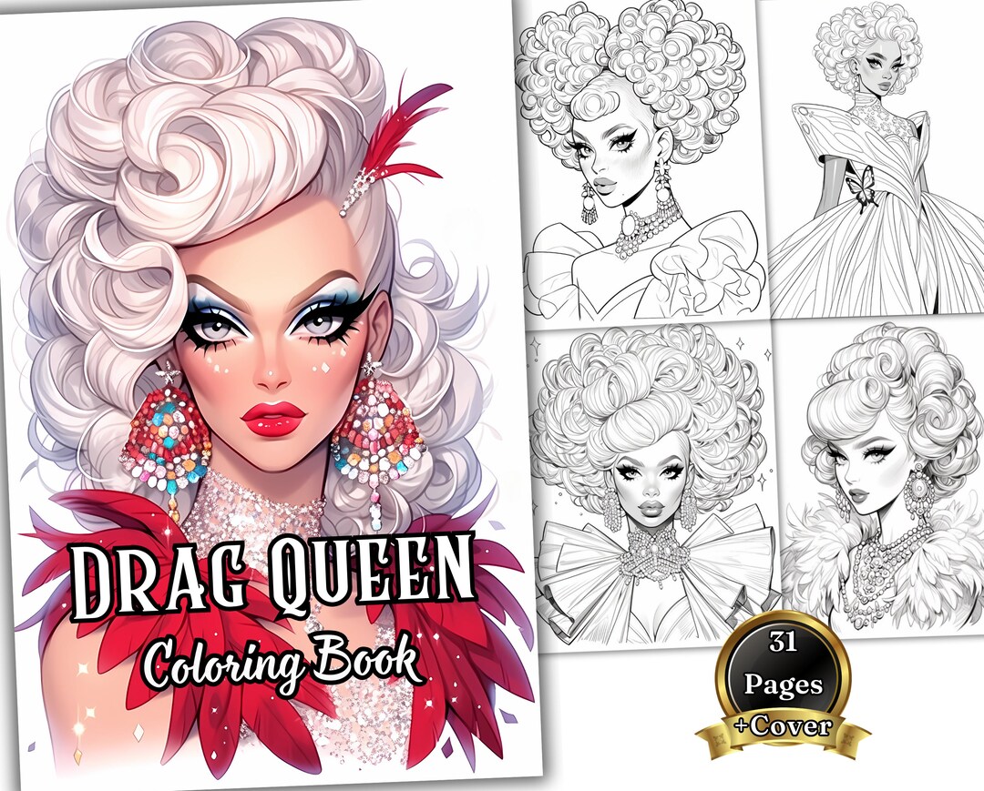 31 Drag Queen Coloring Book Pages, Girls Colouring Book for Adults ...
