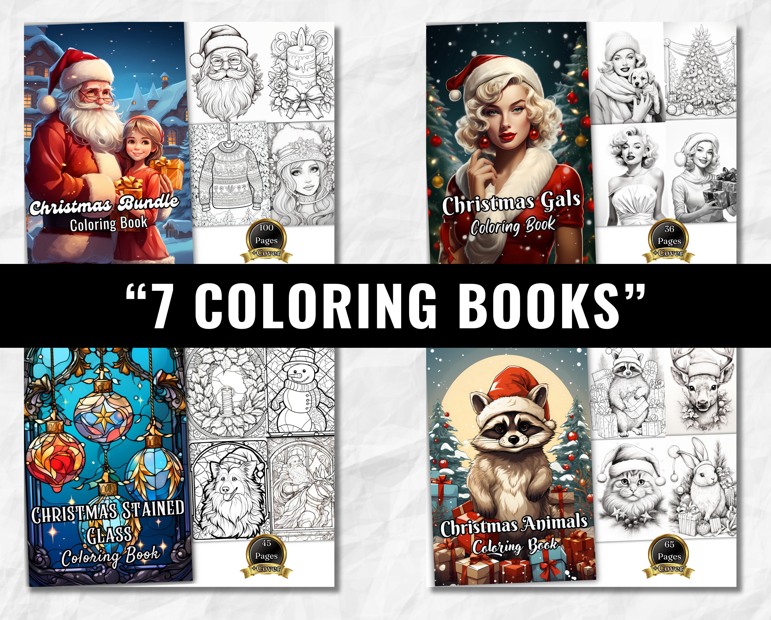 400 Printable Christmas Coloring Pages Mega Bundle, 7 Christmas ...