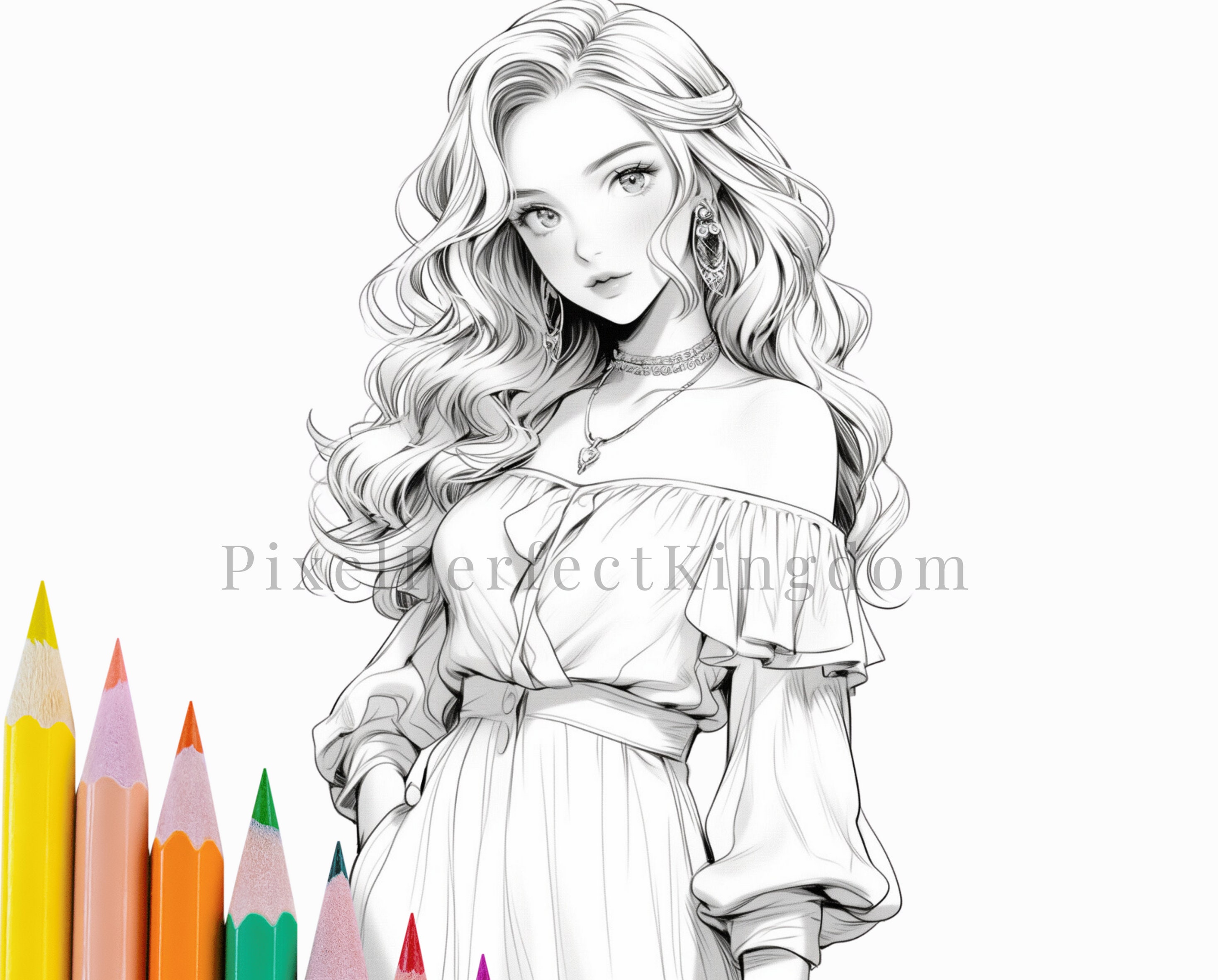 40 Bohemian Style Digital Coloring Book Part-1 Fashion Girls - Etsy