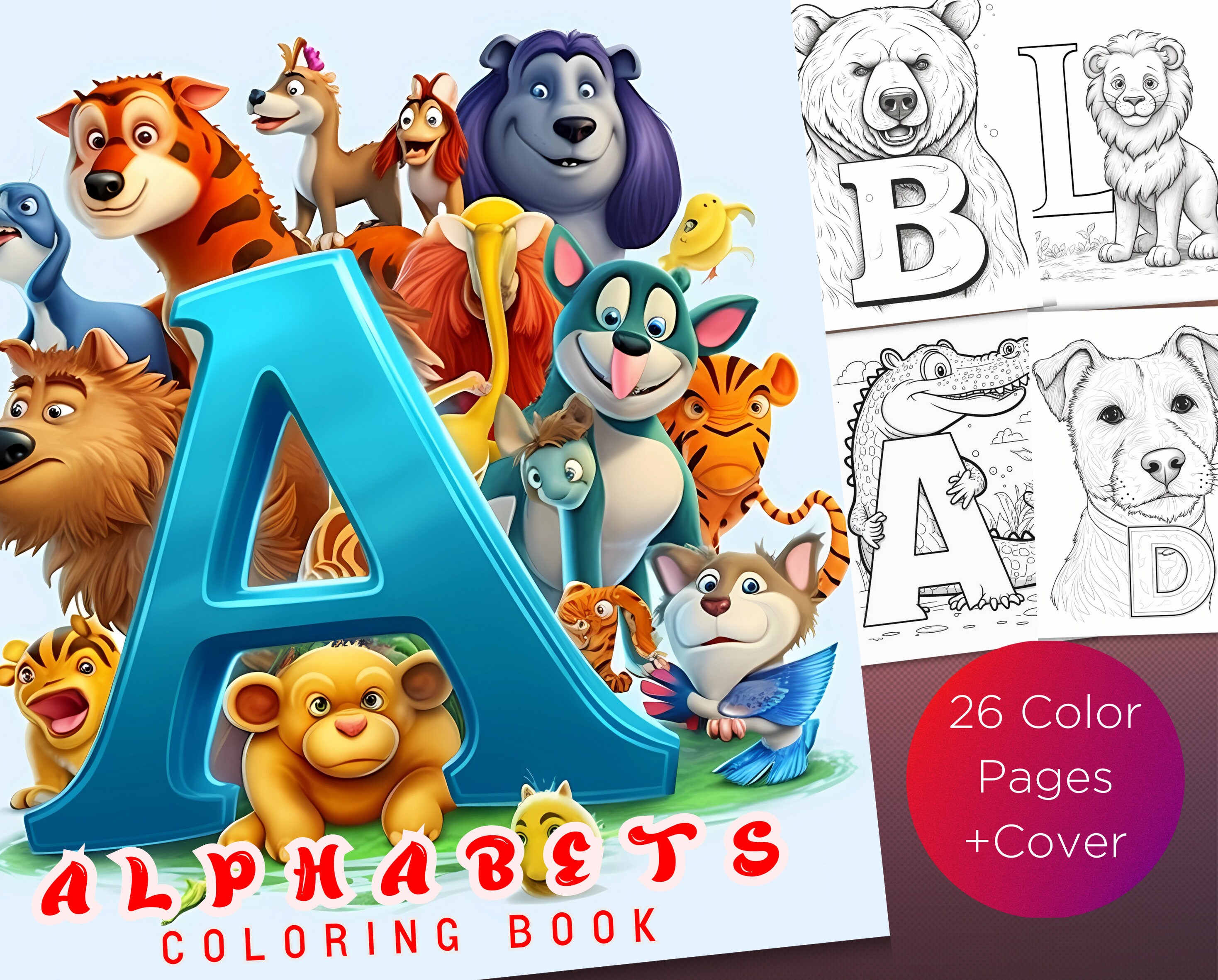Animals Alphabet Coloring Book Printable Tracing - Etsy