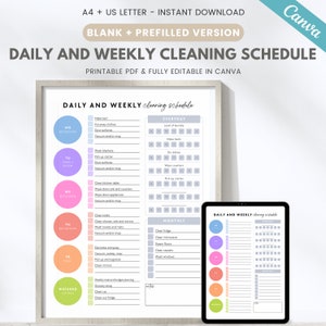 Editable Daily Weekly Cleaning Schedule, ADHD Cleaning Checklist ...