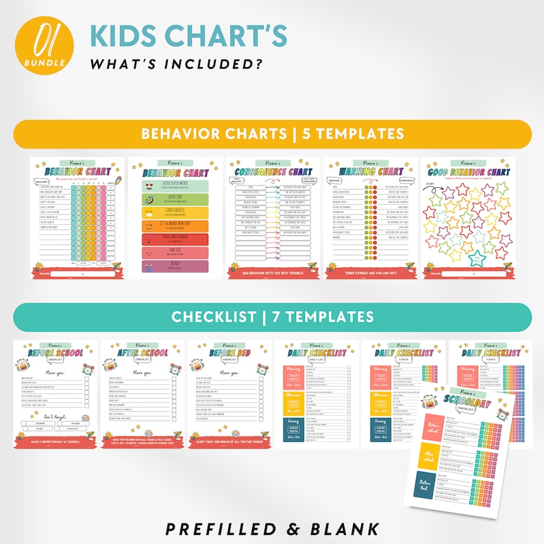 Editable Kids Chore Chart & ADHD Cleaning Planner Bundle, Reward and ...