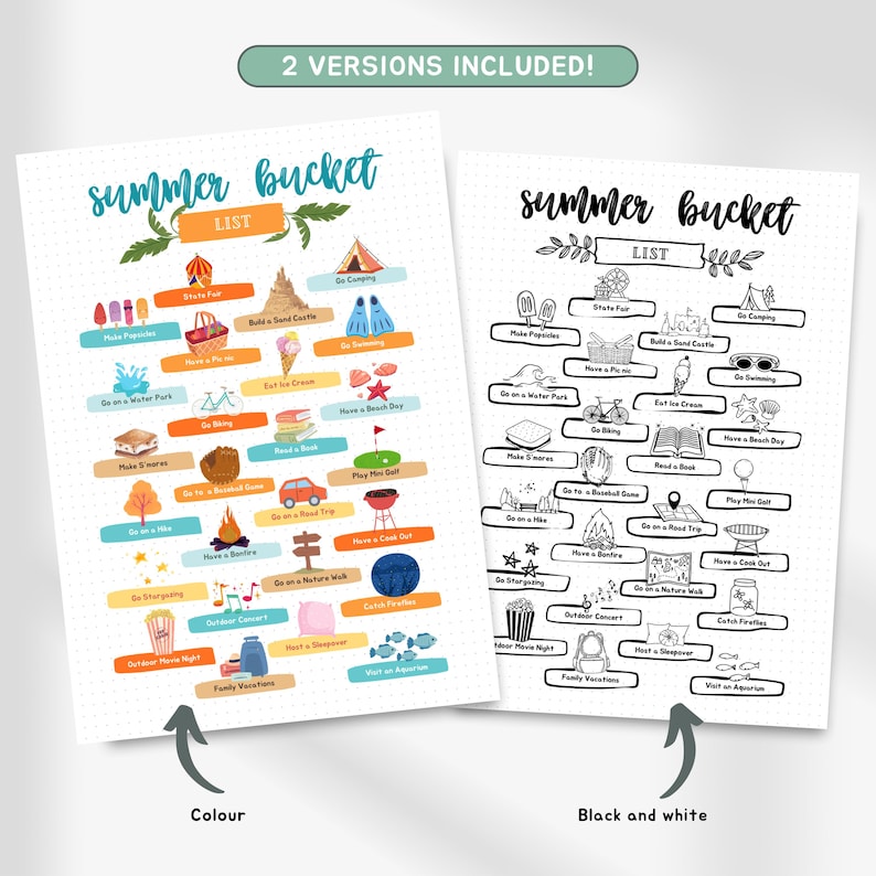 Seasonal Bucket List Bundle Printable, Fall Bucket List, Summer Bucket ...