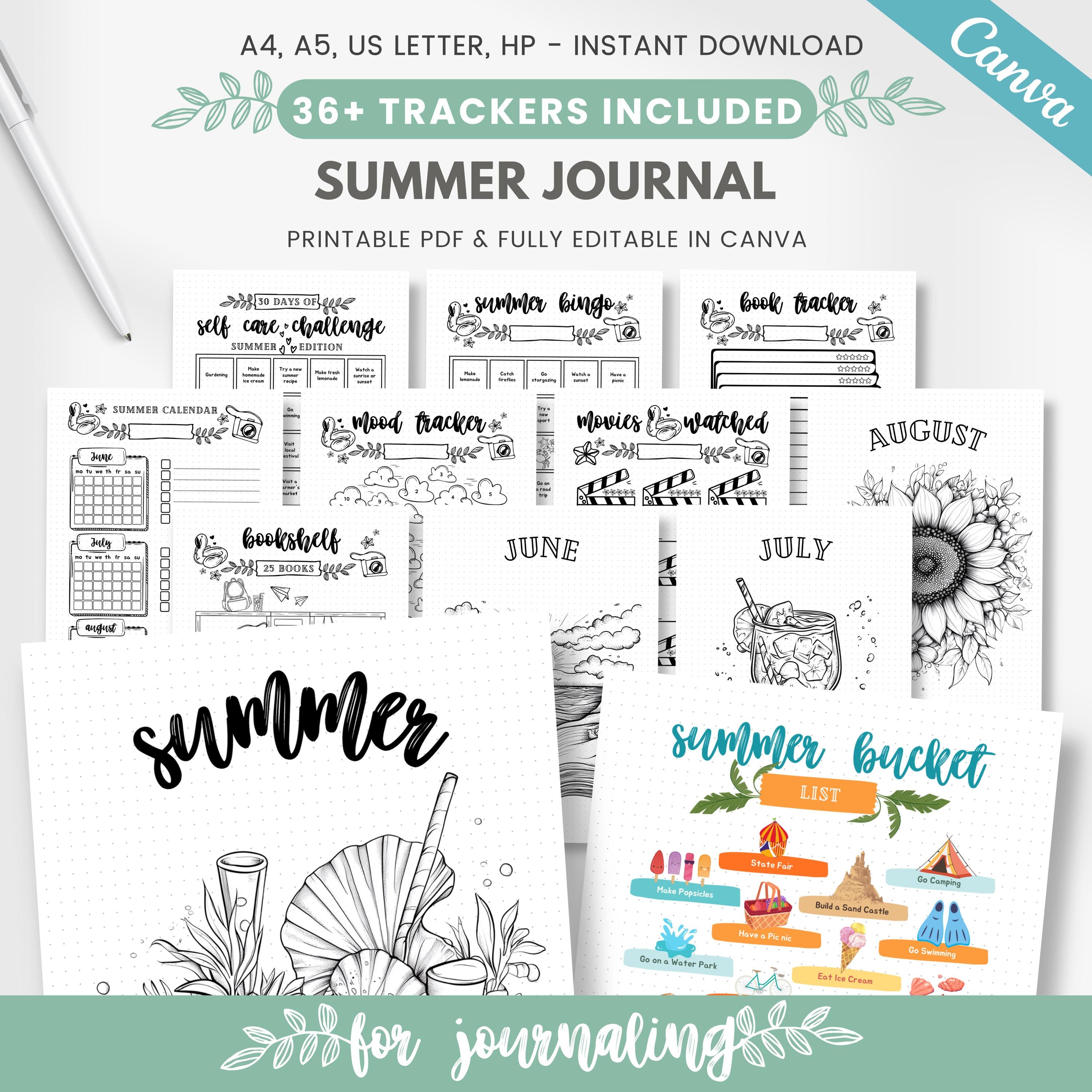 Summer Journal Pages Bundle, Summer Bucket List, Printable Summer ...