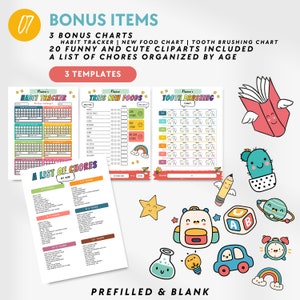 Editable Kids Chore Chart Bundle, Kids Checklist, Children Daily Weekly ...