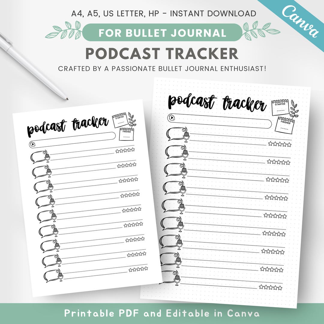 Podcast Tracker Page, Podcast Episode Tracker, Podcast to Listen To ...