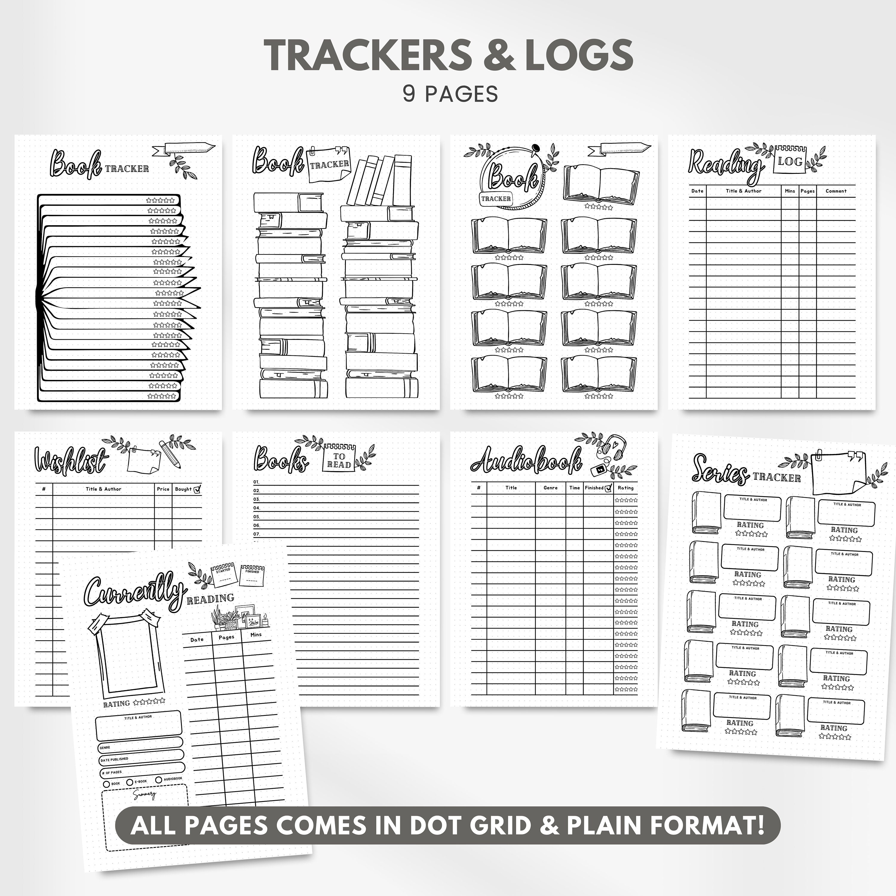 Reading Journal Bundle, Printable Reading Planner Insert, Book Trackers ...