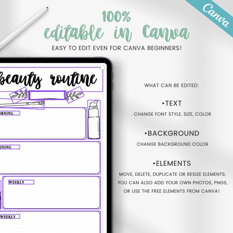 My Beauty Routine, PRINTABLE & EDITABLE Journal Page, Skin Care Routine ...