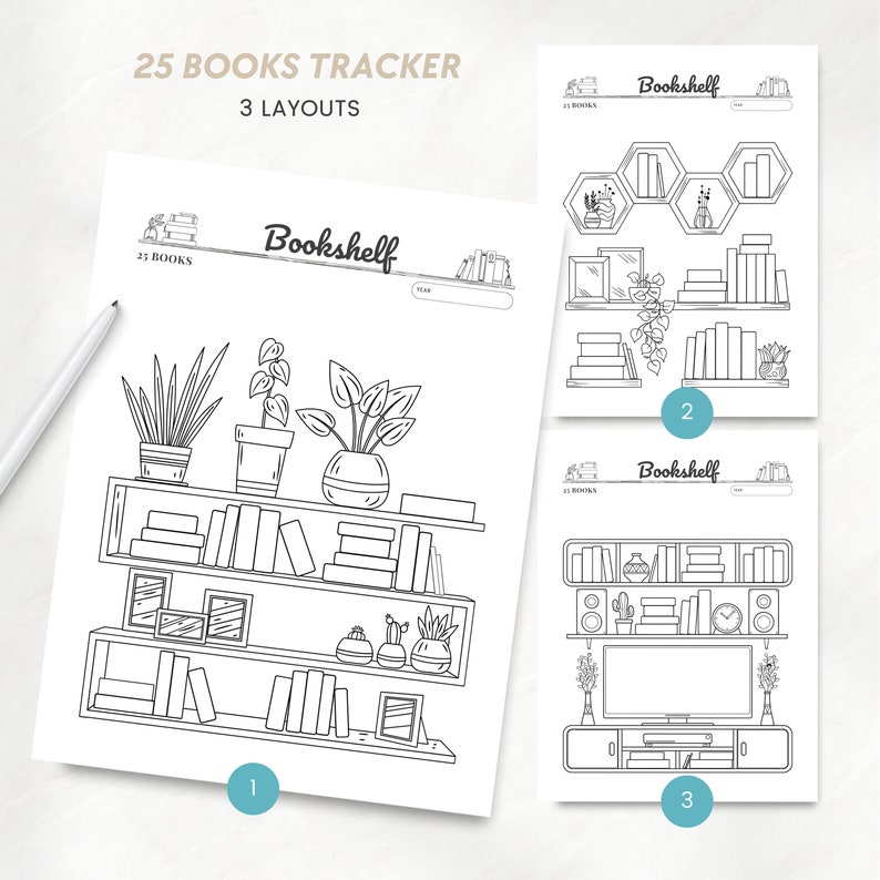 Editable Reading Tracker, Printable Bookshelf Bundle, 50 & 100 Books ...