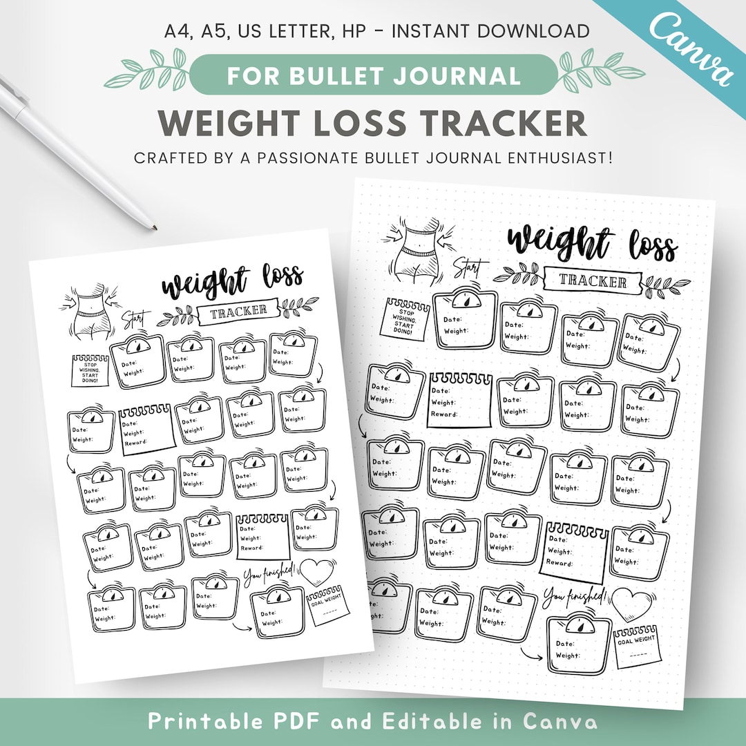 Weight Loss Tracker, Weight Progress Journey, Weigth Goal Tracker, Body ...