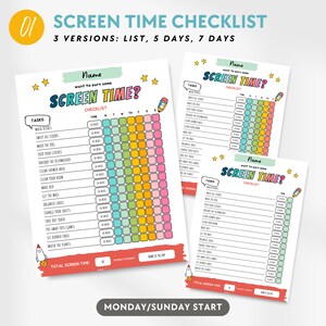 Editable Screen Time Chart With Reward Bucks, Printable Kids Screen ...