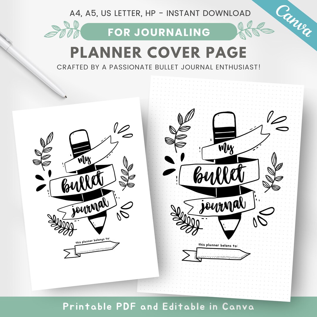 Printable Planner Cover Page, Editable Journal Title Page, Belongs to ...