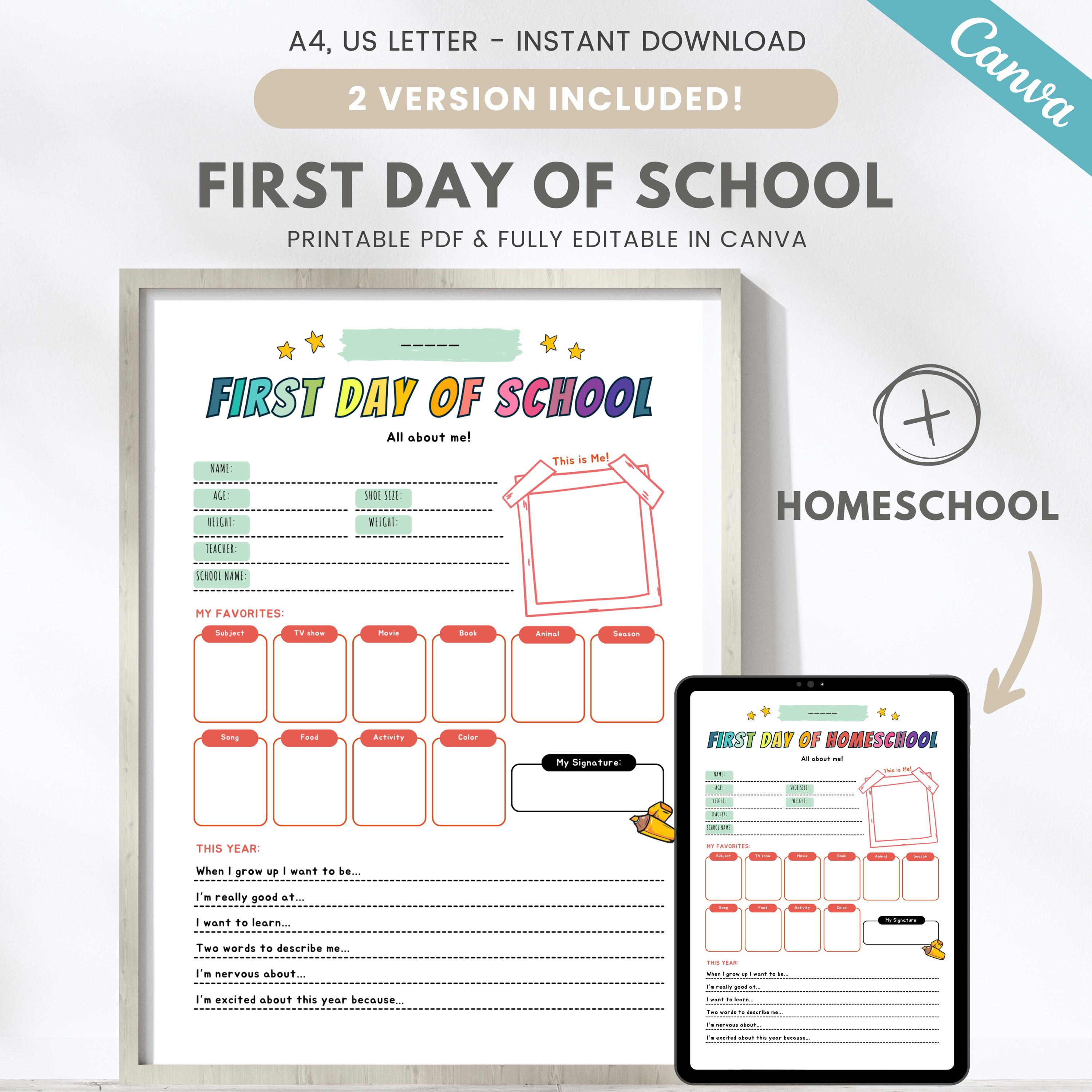 First Day of Homeschool Interview, Back to School Questionnaire, All ...