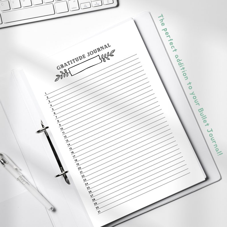 Printable Gratitude Journal, Premade Monthly Gratitude Bullet Journal ...