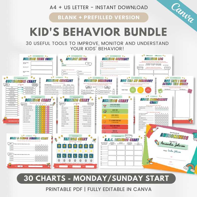 Behavior Tracking Preschool - Etsy