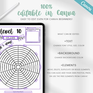 Printable Level 10 Life Journal Template, Editable Wheel of Life, Goals ...