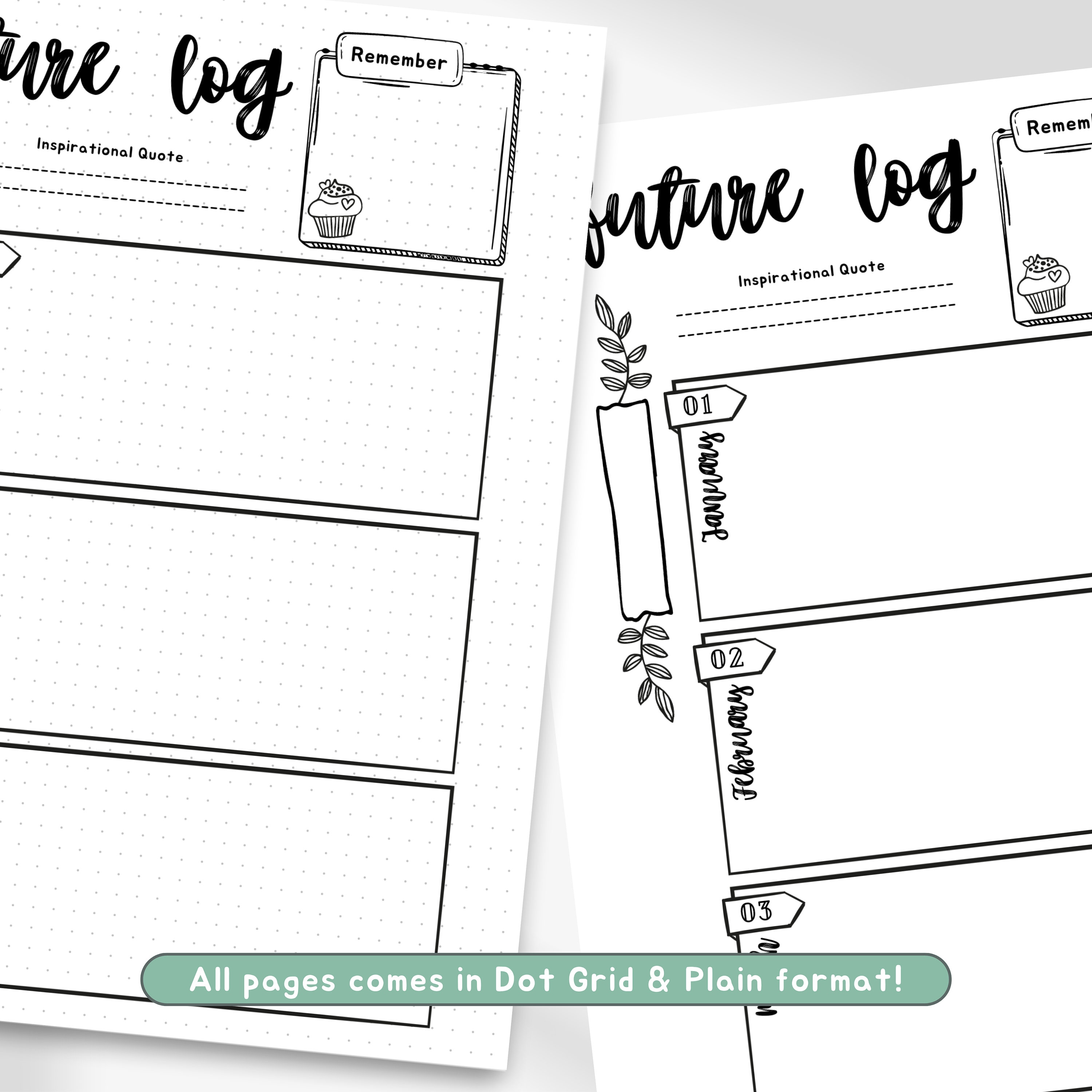 Printable Future Log Spread for Bullet Journal, Annual Overview, Year ...