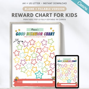 Editable Reward Chart for Kids and Toddlers, Coloring Reward Chart With ...