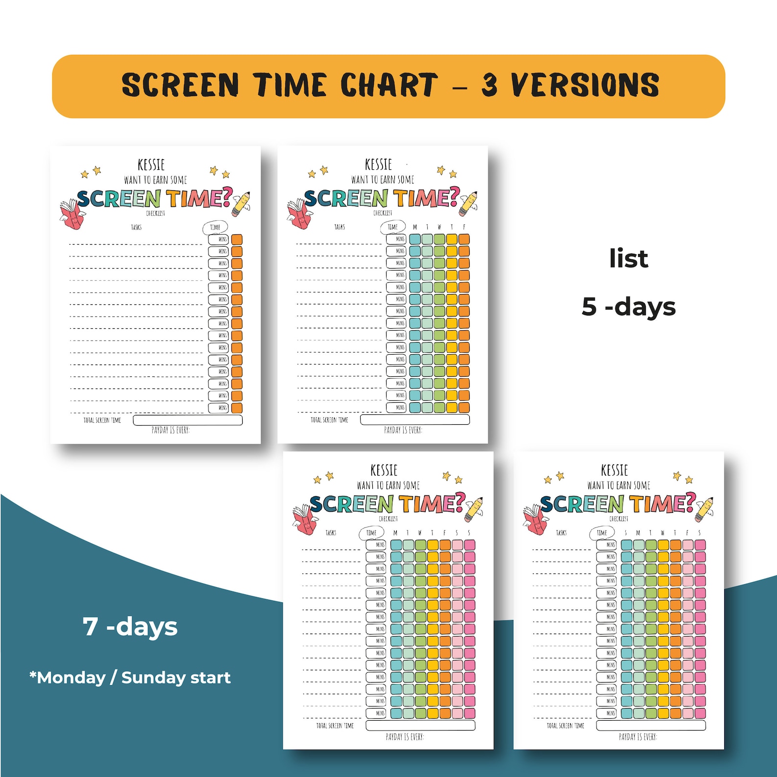 Editable Screen Time Chart With Reward Bucks Kids Chore - Etsy Australia