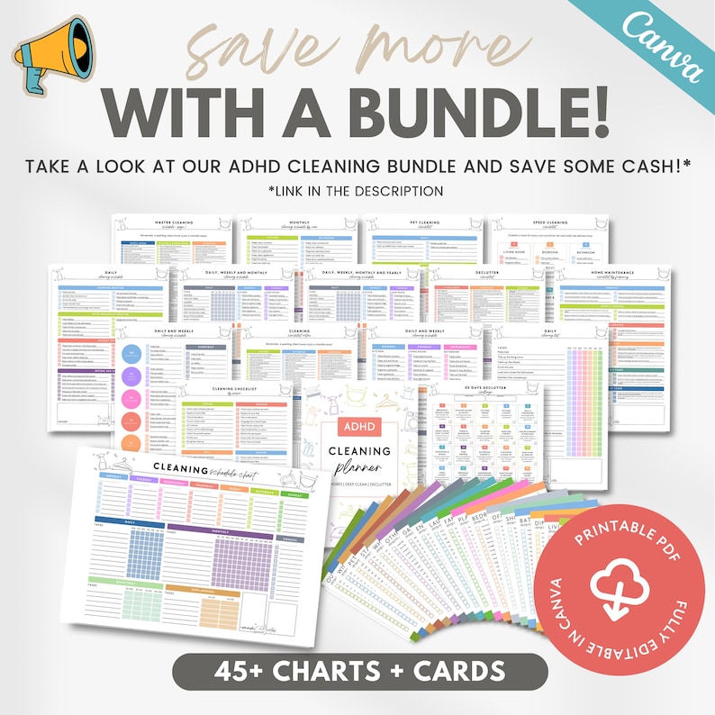 Editable Adhd Cleaning Checklist by Room, Printable Cleaning Cards ...