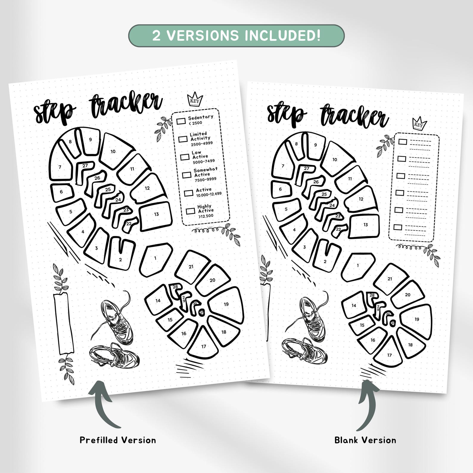 Monthly Step Tracker, Daily Step Counter, Printable Walking Tracker ...