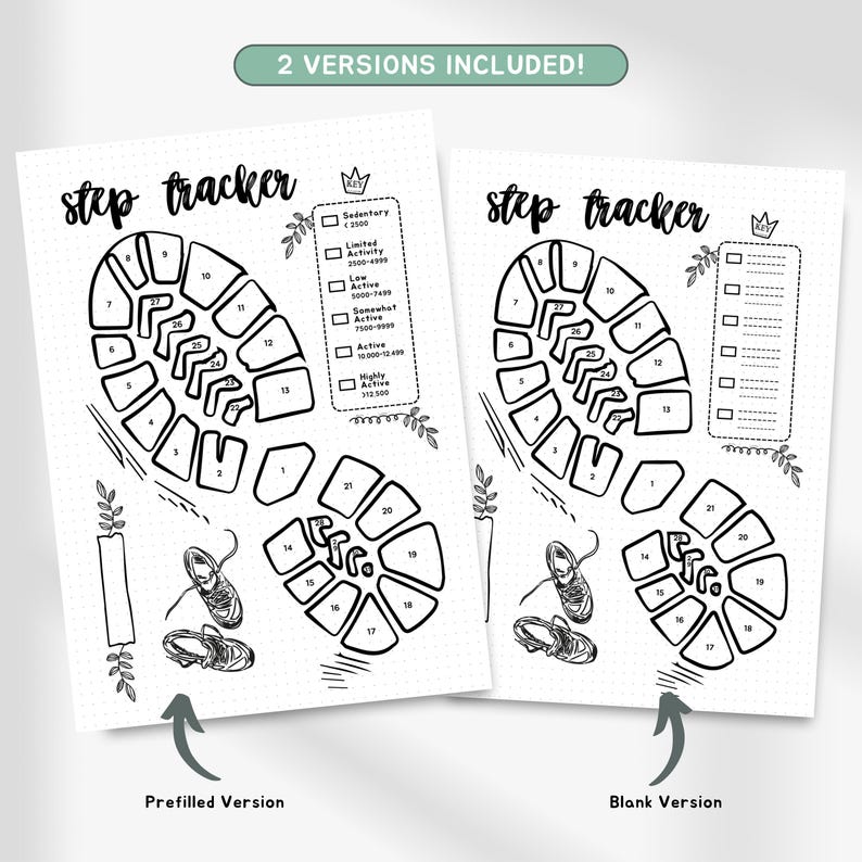Monthly Step Tracker, Daily Step Counter, Printable Walking Tracker ...