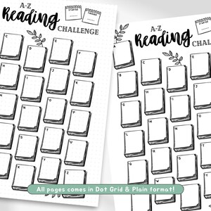 Alphabet Reading Challenge, A-Z Book Challenge, Reading Journal Page ...