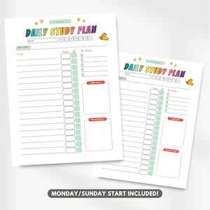 Editable Daily Study Plan for Kids, Daily Homework Planner, Kids Study ...