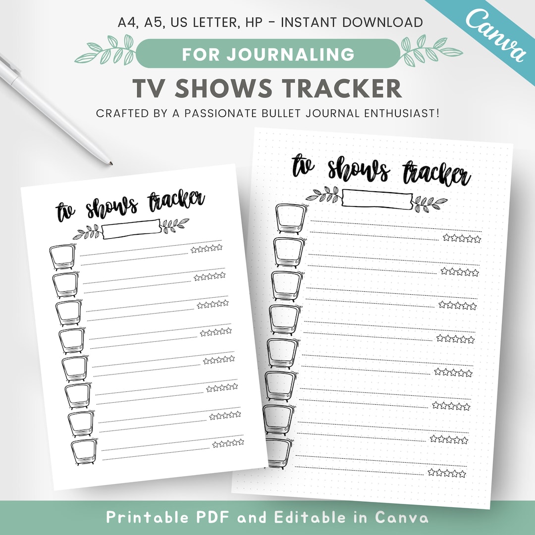Shows Watched, TV Shows Tracker, Printable Planner Insert, TV Series ...