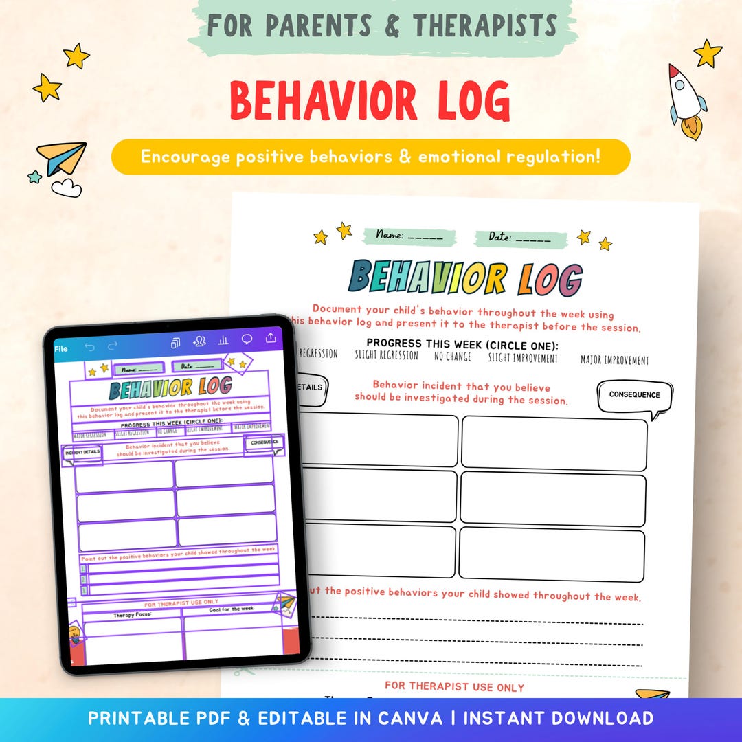 Behavior Tracking Worksheet, Child Behavior Log, Behavior Incident ...