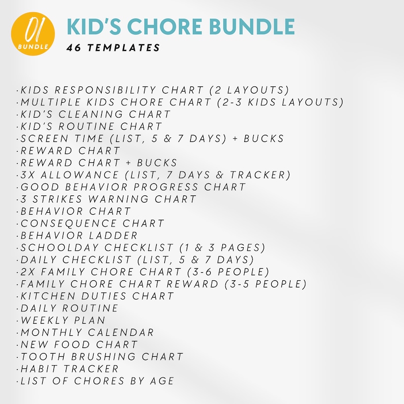 Editable Kids Chore Chart & ADHD Cleaning Planner Bundle, Reward and ...