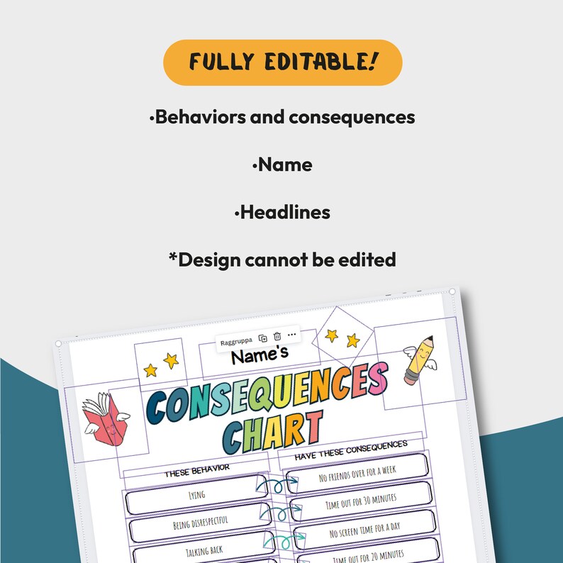 Consequence Chart for Kids Consequences of My Actions Good - Etsy