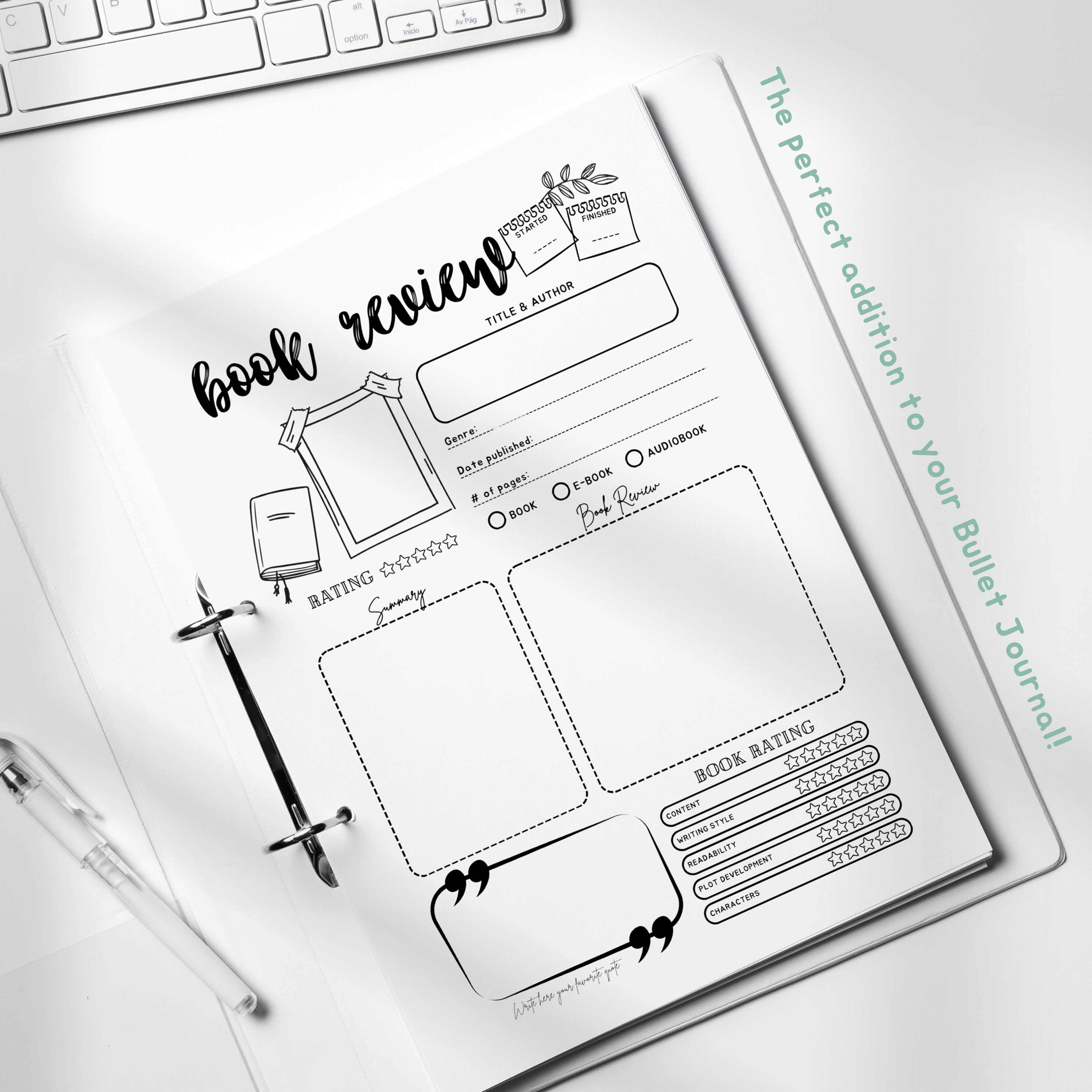 Printable Book Review Template, Bookclub Book Review Page, Digital ...