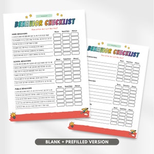Editable Kids Behavior Checklist, Home & School Behavior Chart ...