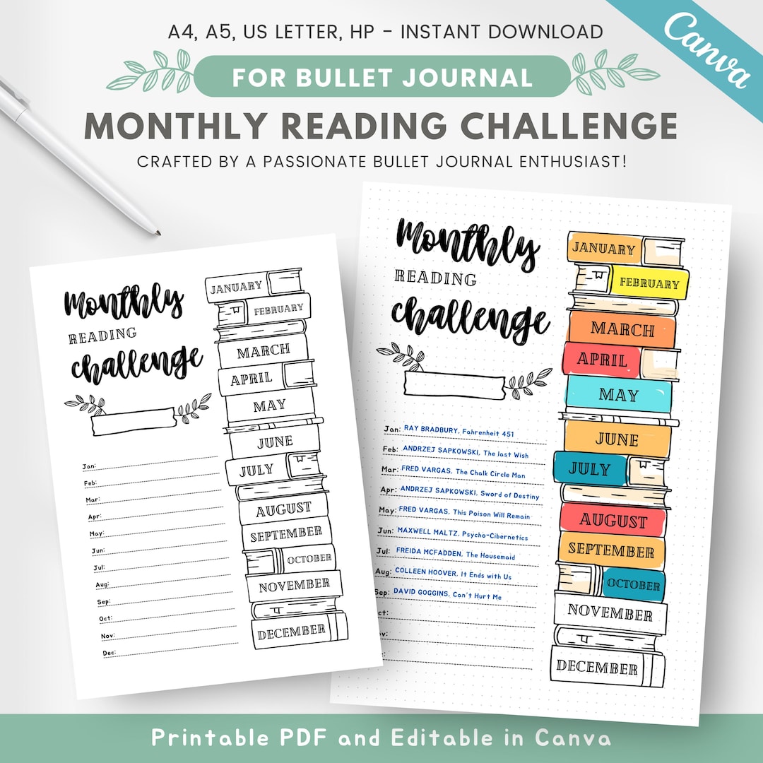 Monthly Reading Challenge, One Book a Month Challenge, Book of the ...