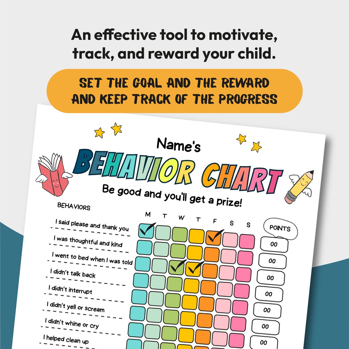 Editable Behavior Chart for Kids Behavior Management Tracker - Etsy