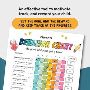 Editable Behavior Chart for Kids Behavior Management Tracker - Etsy