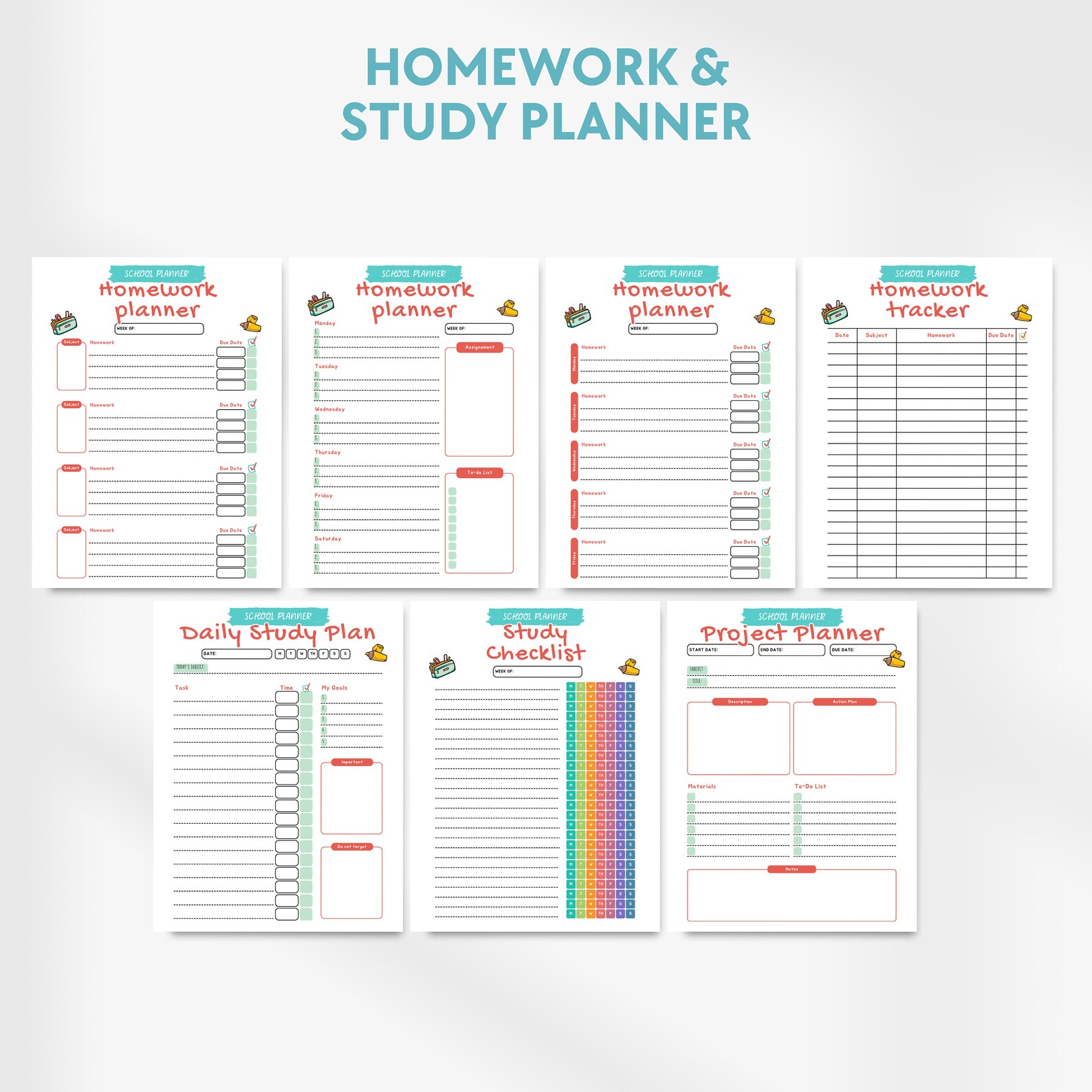 Printable Editable 2026 - 2027 School Planner, School Checklist, School ...