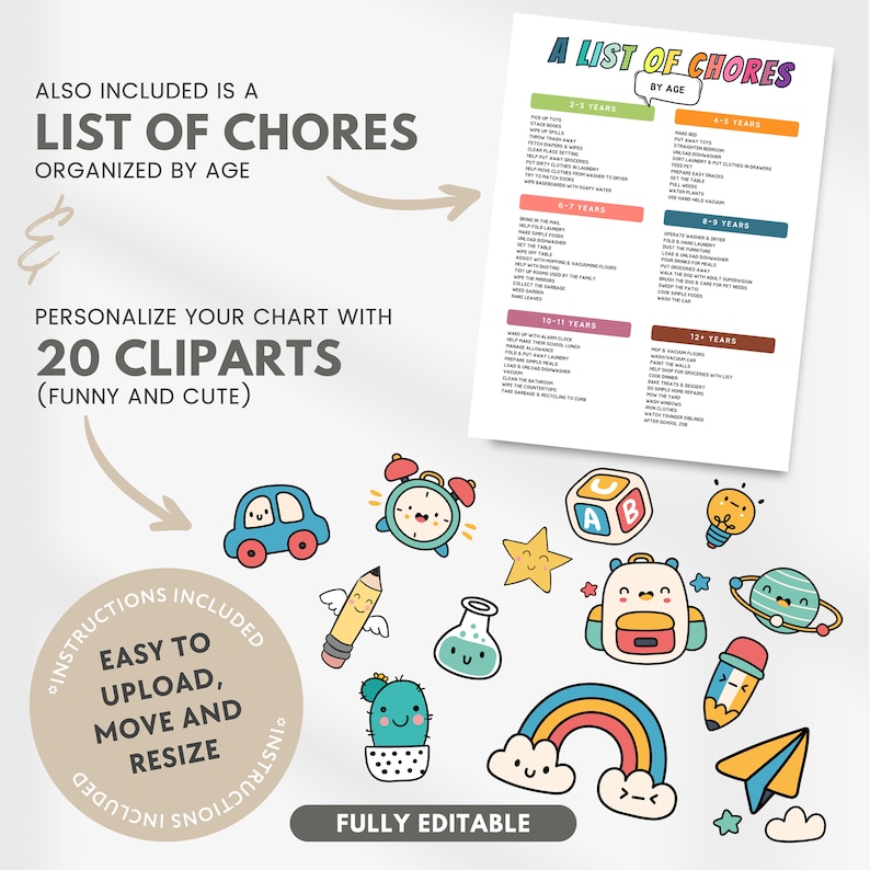 Editable Kids Chore Chart, Multiple Kids Chore Chart, Printable ...