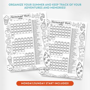 Editable Summer Calendar Poster, Family Bucket List, Kids Summer ...