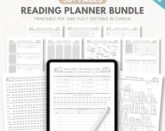 Reading Planner Bundle Printable Reading Journal Digital Reading ...